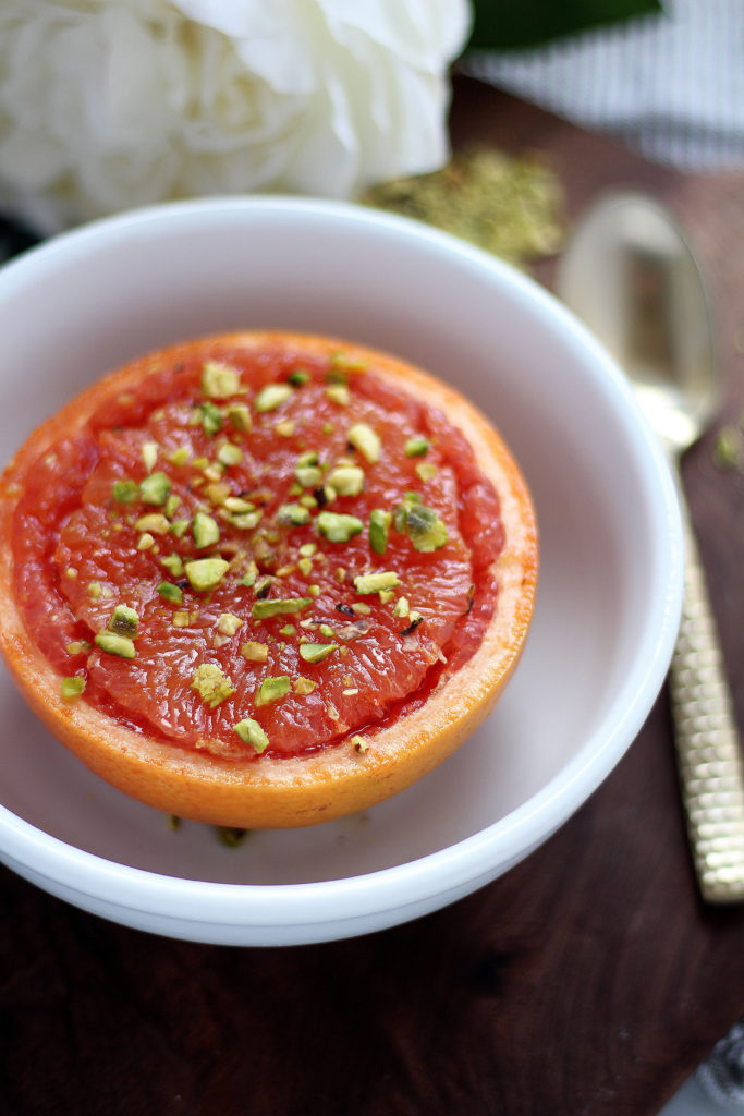 Rose Water Broiled Grapefruit Thyme Toast